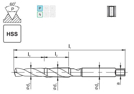Wiertło-gwintownik M12 HSS KOMBI | Gwintowanie \ Gwintowniki maszynowe \ Gwintowniki metryczne ...
